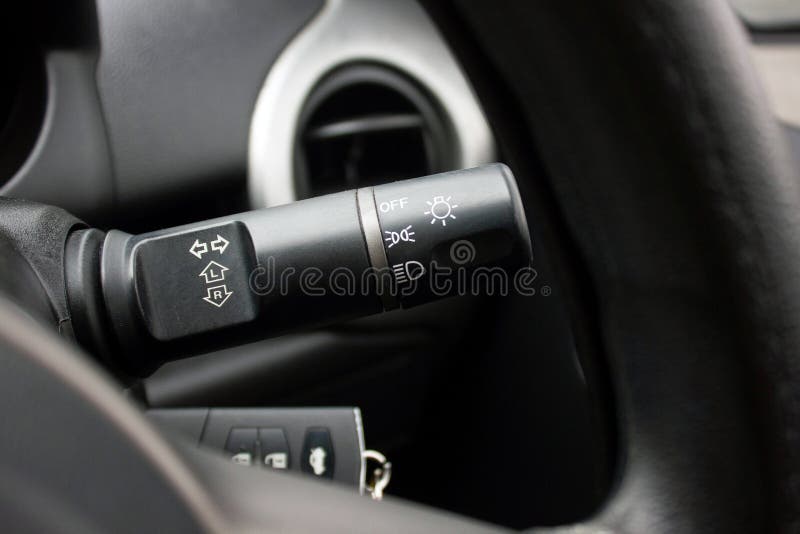 Switch Off Lights in a Car. Close-up Car Integrated Turning Indicator ...