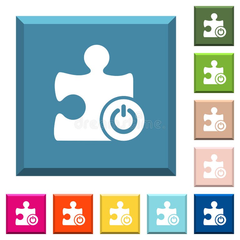 Switch on Off Plugin White Icons on Edged Square Buttons Stock Vector ...