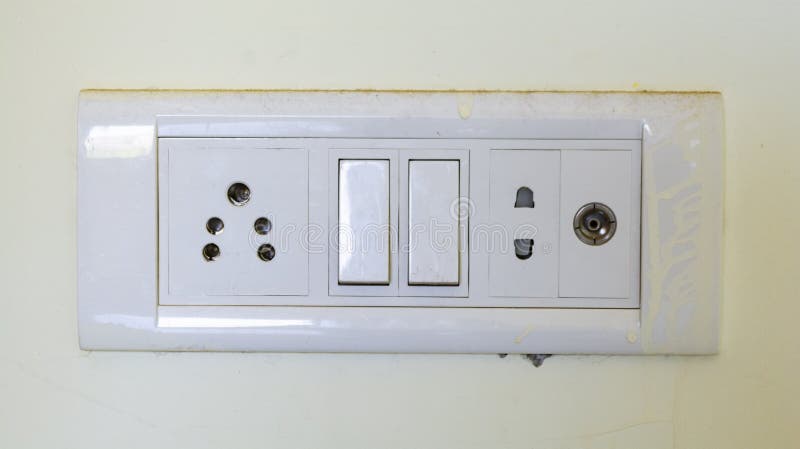 Switch and 5 Pin Socket and 2 Pin on Wall Stock Photo - Image of ...