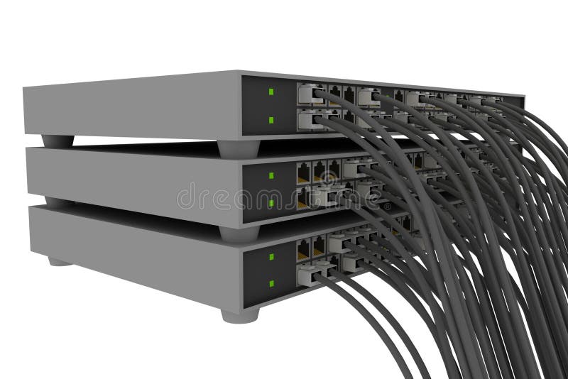 Switch rack with wires stock illustration. Illustration of center ...