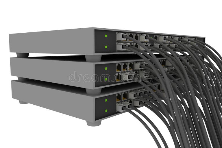 Switch rack with wires stock illustration. Illustration of center ...