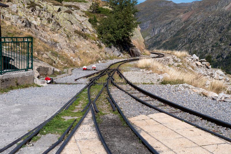 Switch of Railway Track in the Mountains Stock Image - Image of switch ...