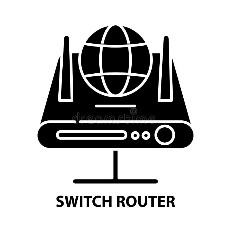 Switch Router Icon, Black Vector Sign with Editable Strokes, Concept ...