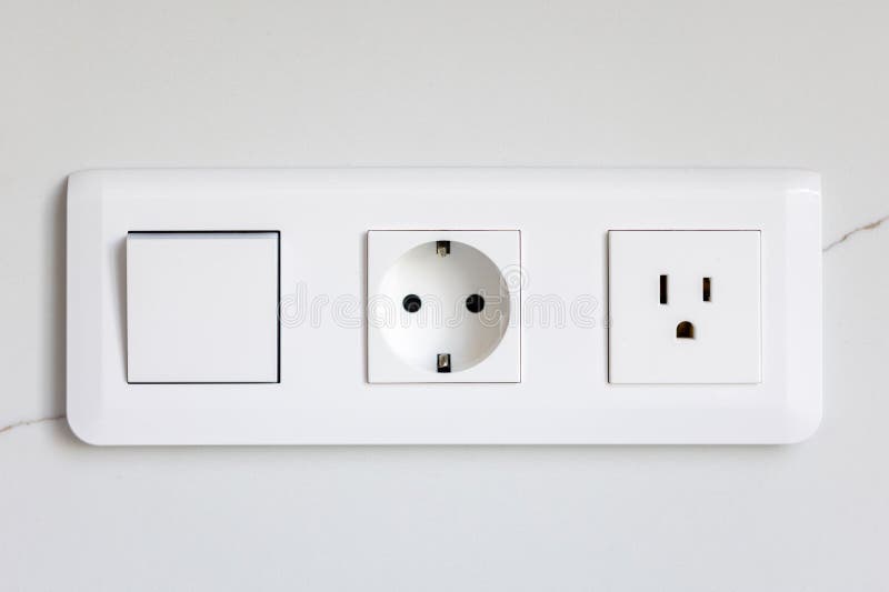Switch and Sockets. White Module. Modern Wall Stock Image - Image of ...