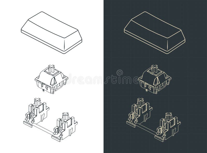Switch with Stabilizer and Keycap for Mechanical Keyboard Isometric ...