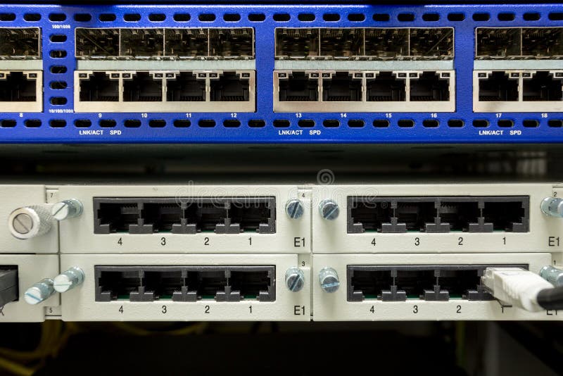 Switch in Technology Center Stock Image - Image of datacenter, fiber ...