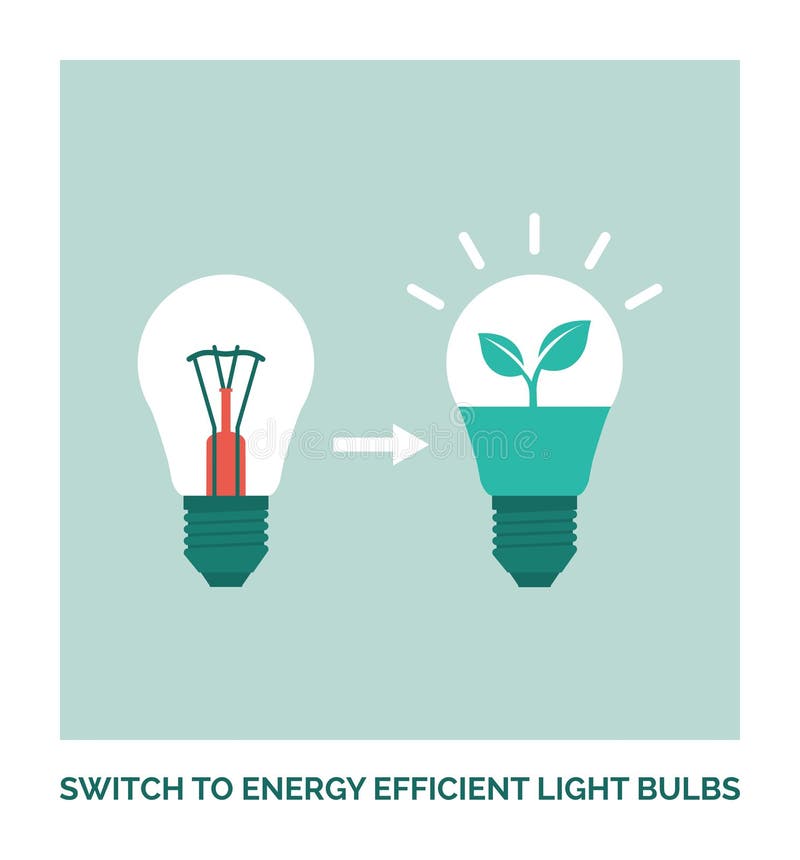 Switch To Energy Efficient Light Bulbs Stock Vector - Illustration of ...