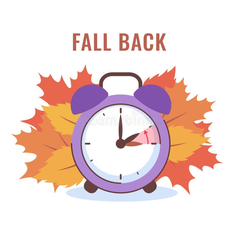 Switch To Winter Time. a Clock with Autumn Leaves Stock Vector ...