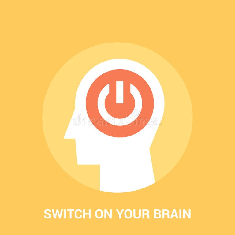 Switch on Your Brain Flat Icon Design Concept Stock Vector ...