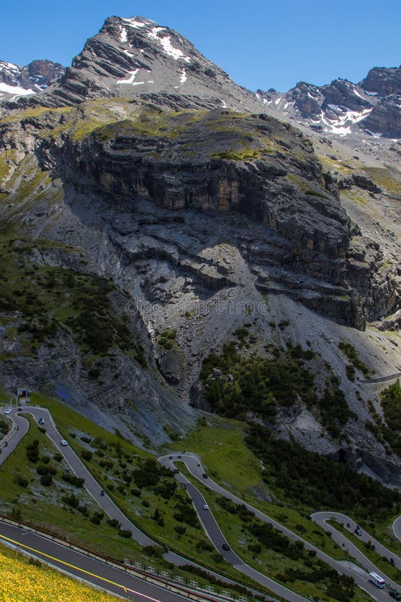 Switchback stock image. Image of summer, mountain, snow - 121159177