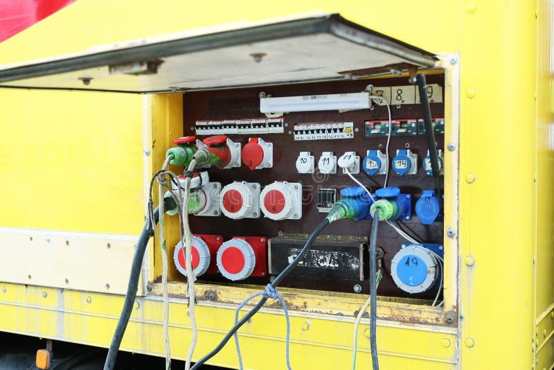 Switchboard with Connectors and Cables Stock Photo - Image of button ...