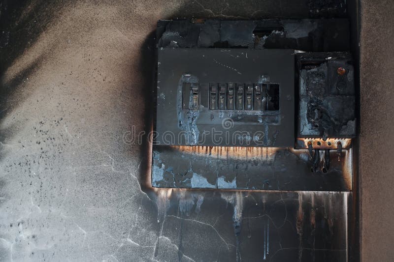 Switchboard Electricity Burn on Brick Wall Texture Background Stock ...