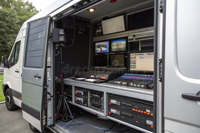 Switchboard for Live Broadcast Production in Outside Van Stock ...