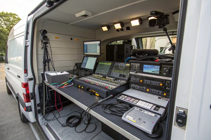 Switchboard for Live Broadcast Production in Outside Van Stock ...