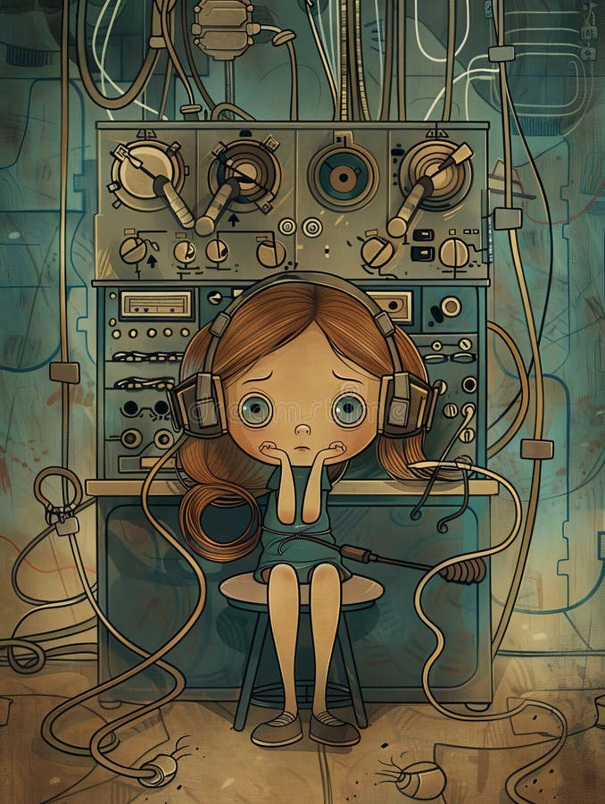 Switchboard Operator in Cables Stock Illustration - Illustration of ...