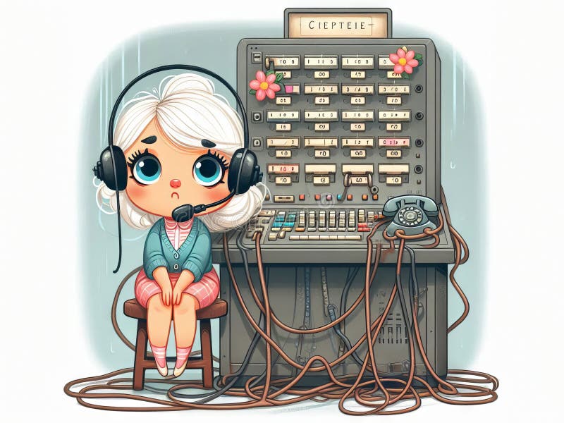Switchboard and telephone stock illustration. Illustration of earphone ...