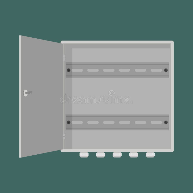 Empty Steel Circuit Breaker Box with Two DIN Rails Stock Vector ...