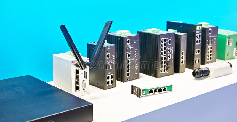 Switches and Communication System Components in Store Stock Photo ...