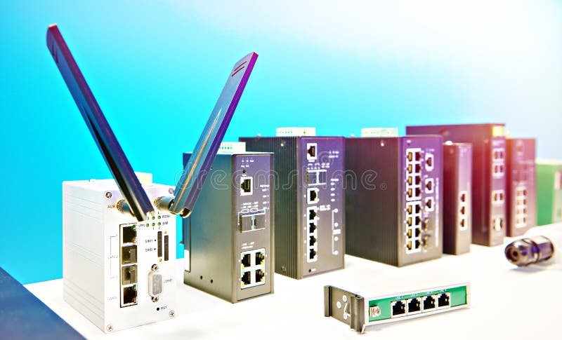 Switches and Communication System Components in Store Stock Photo ...