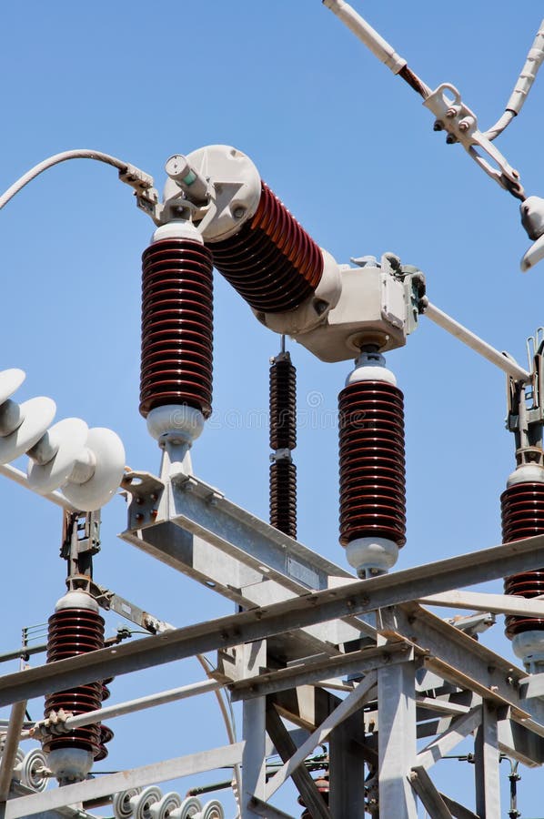 Disconnectors in the Air in a System of Electric Power Substatio Stock ...