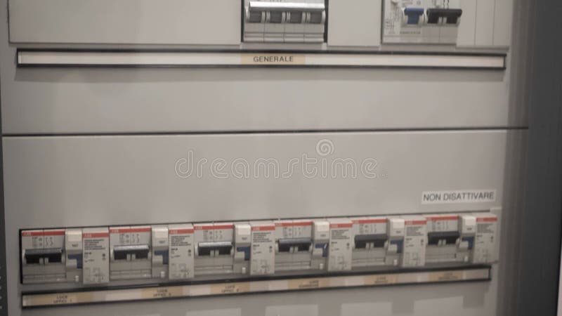 Switches on the Electrical Panel with Numbers. Inscriptions in Italian ...