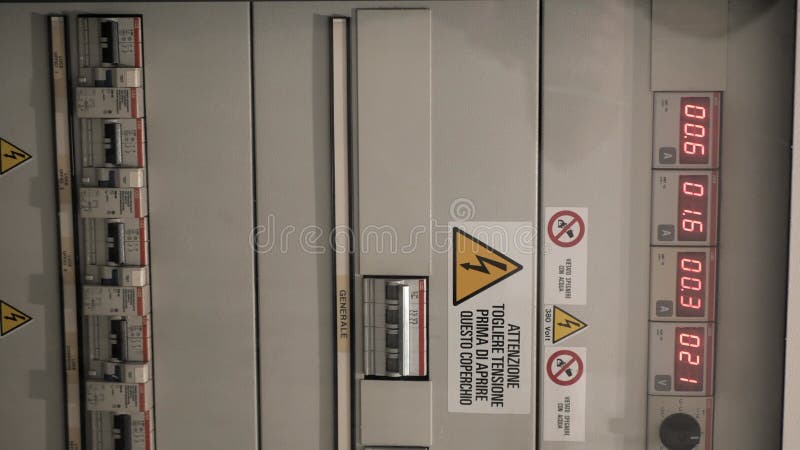 Switches on the Electrical Panel with Numbers. Inscriptions in Italian ...