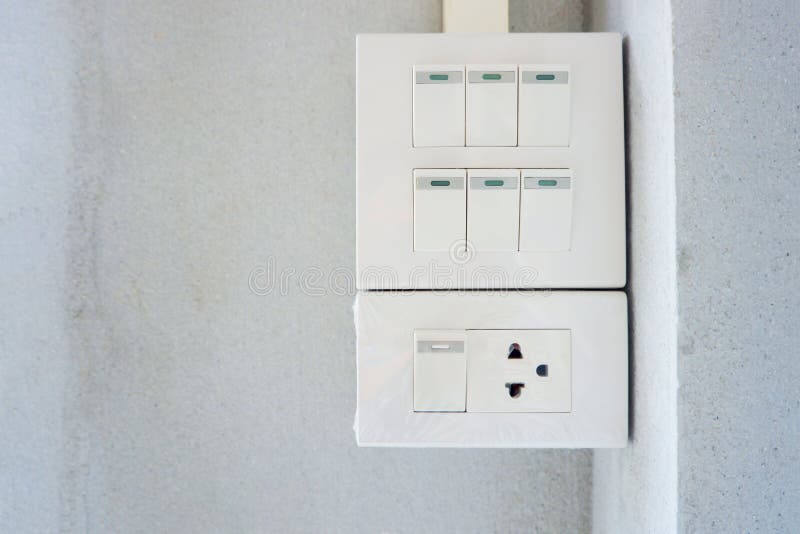 Power Outlets on the Brick Wall / Horizontal Stock Image - Image of ...
