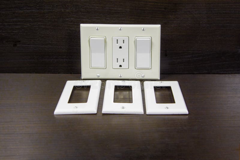 Switches with a Socket on One Board and Spare Covers Stock Image ...