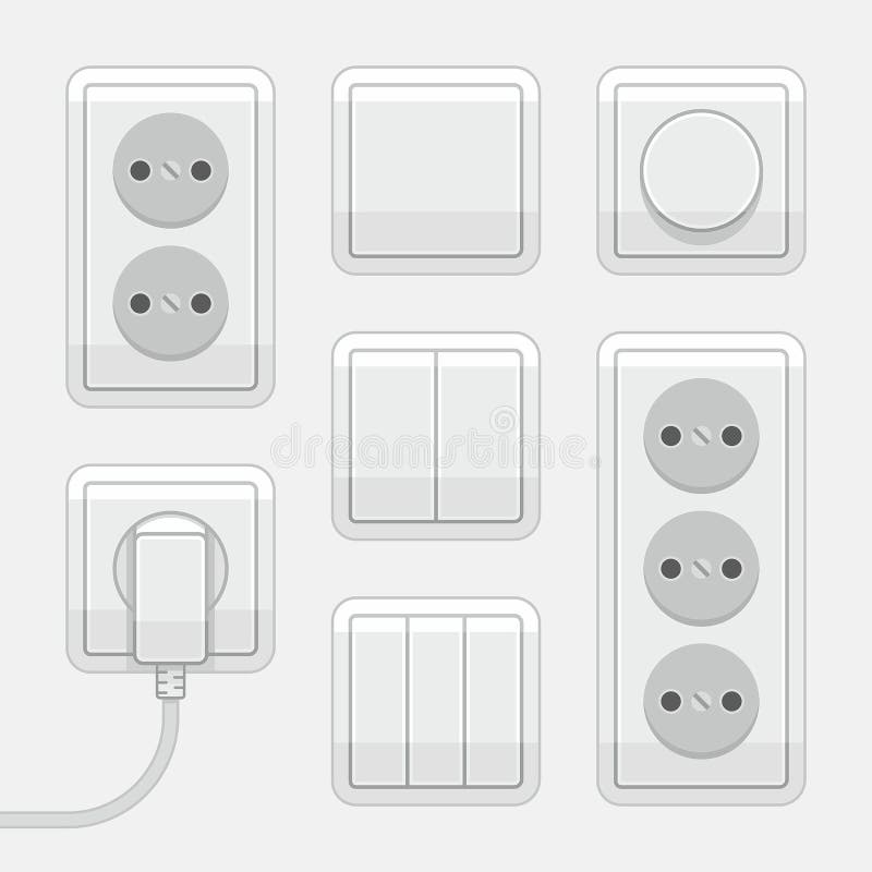 Switches and Sockets Set. Type a. AC Power Sockets Realistic ...