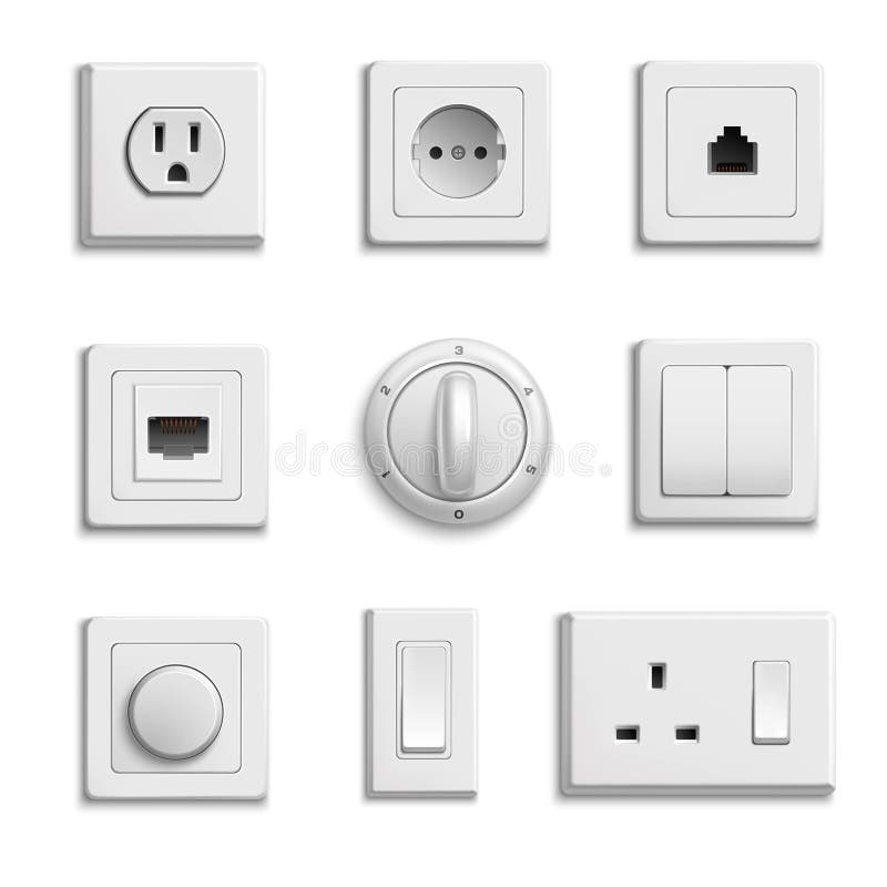 Switches Sockets Realistic Set Stock Vector - Illustration of light ...