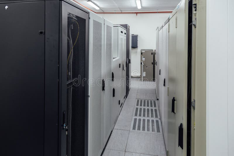 Switchgear Room with Cabinets with Network Hardware Stock Photo - Image ...