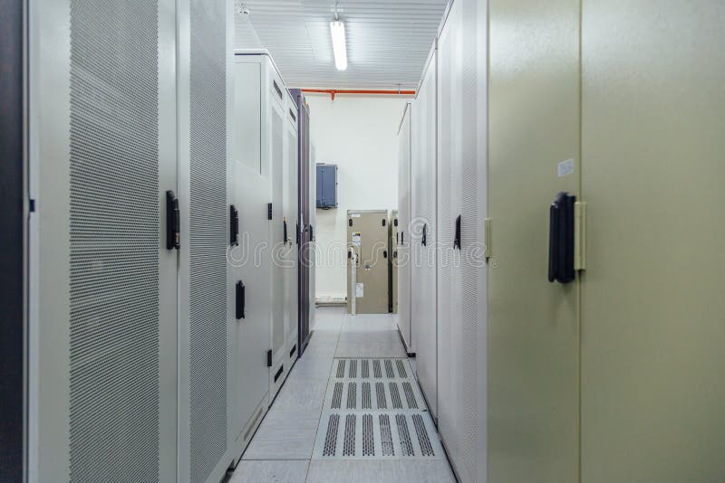Switchgear Room with Cabinets with Network Hardware Stock Image - Image ...