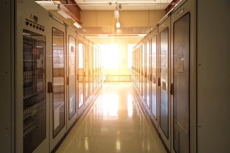Switchgear Room with Cabinets with Network Hardware Stock Photo - Image ...