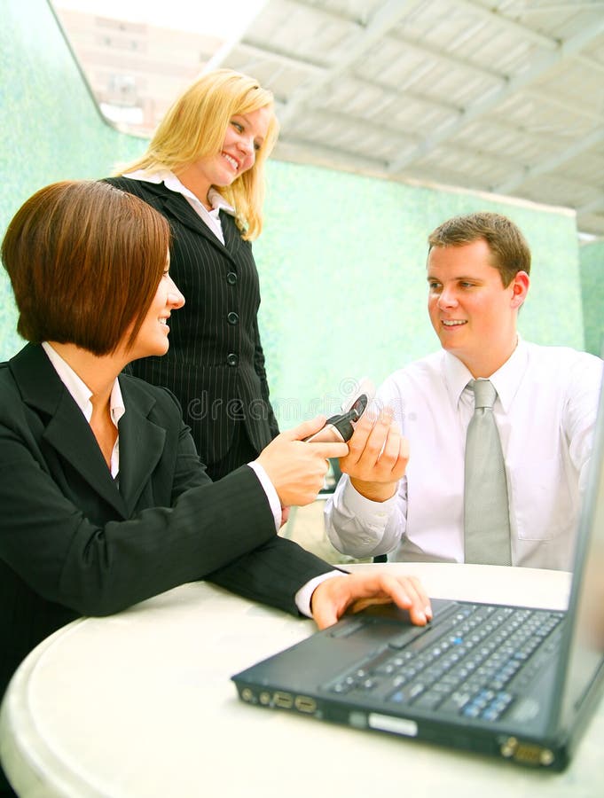 Switching Phone with Coworker Stock Image - Image of conversation ...