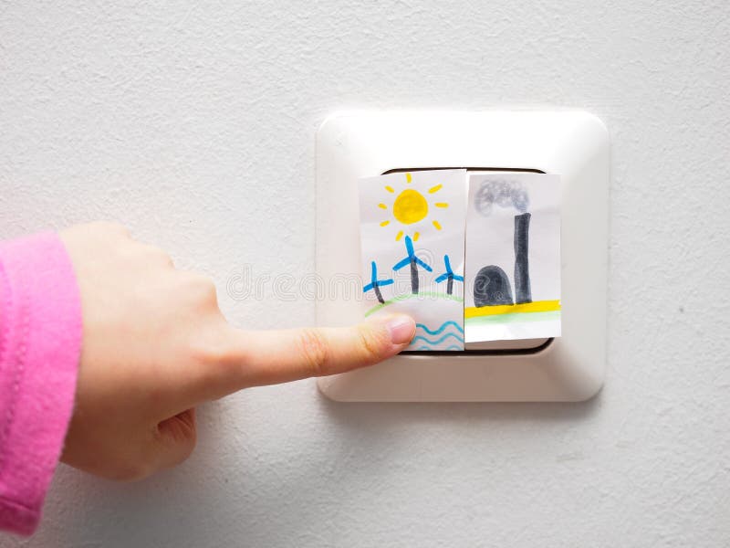 Switching To Alternative Energy Stock Photo - Image of pressing, finger ...