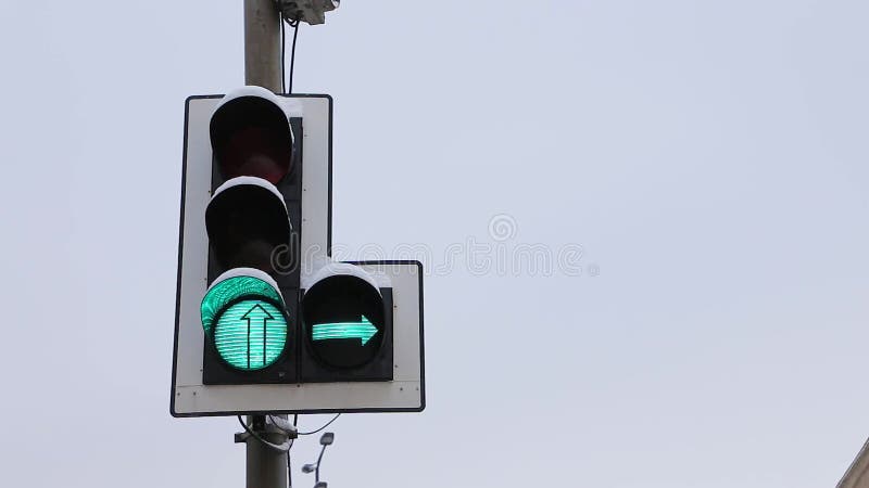 Switching Traffic Light at Night Intersection in City. Concept ...