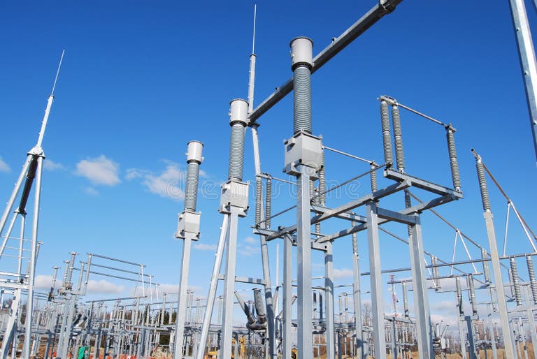 Switchyard stock photo. Image of frame, grey, tower, design - 7365290