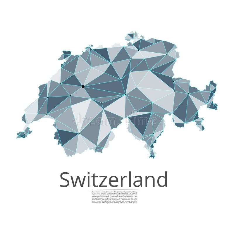 Switzerland Communication Network Map. Vector Low Poly Image of a ...