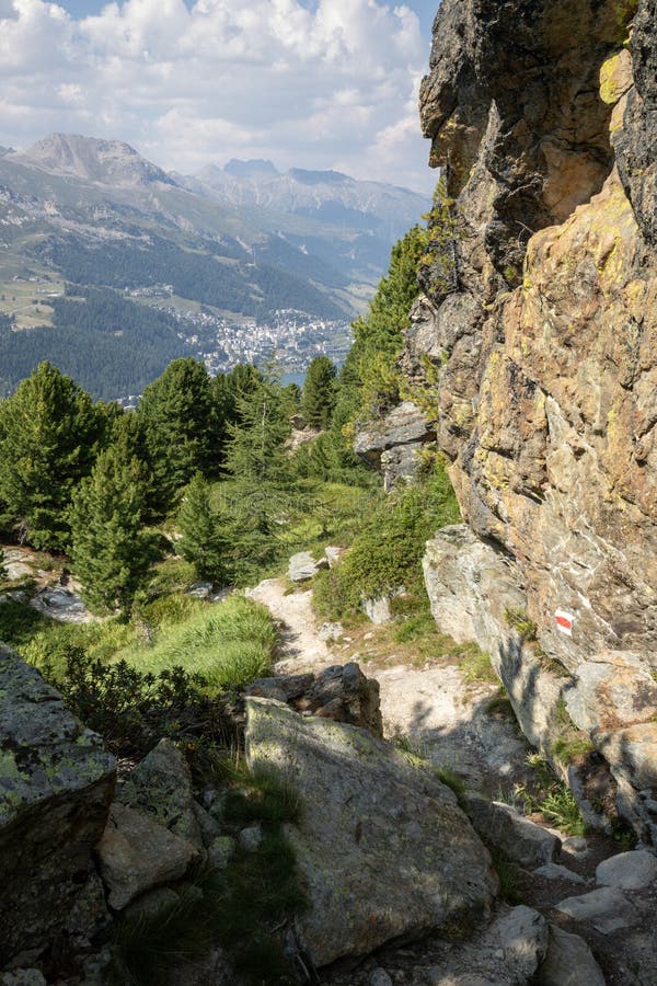 Switzerland - the Descent To the Engadin Valley Stock Photo - Image of ...