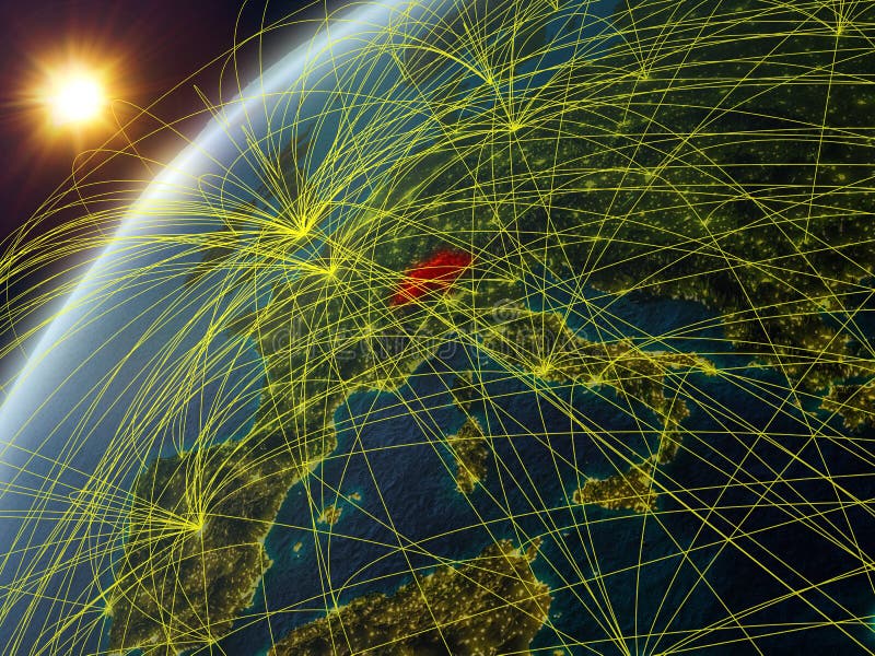 Switzerland on Earth with Network Stock Illustration - Illustration of ...