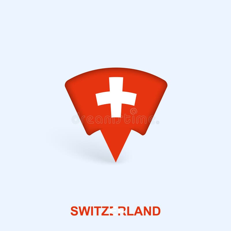 Switzerland Flag Map Pointer Design with Shadow Stock Vector ...