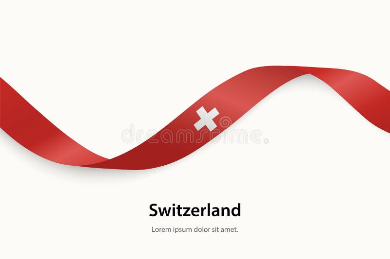 Switzerland Flag on Waving Ribbon Stock Illustration - Illustration of ...