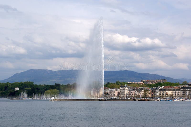 Switzerland, Geneva, View of Lake Geneva Stock Image - Image of horizon ...