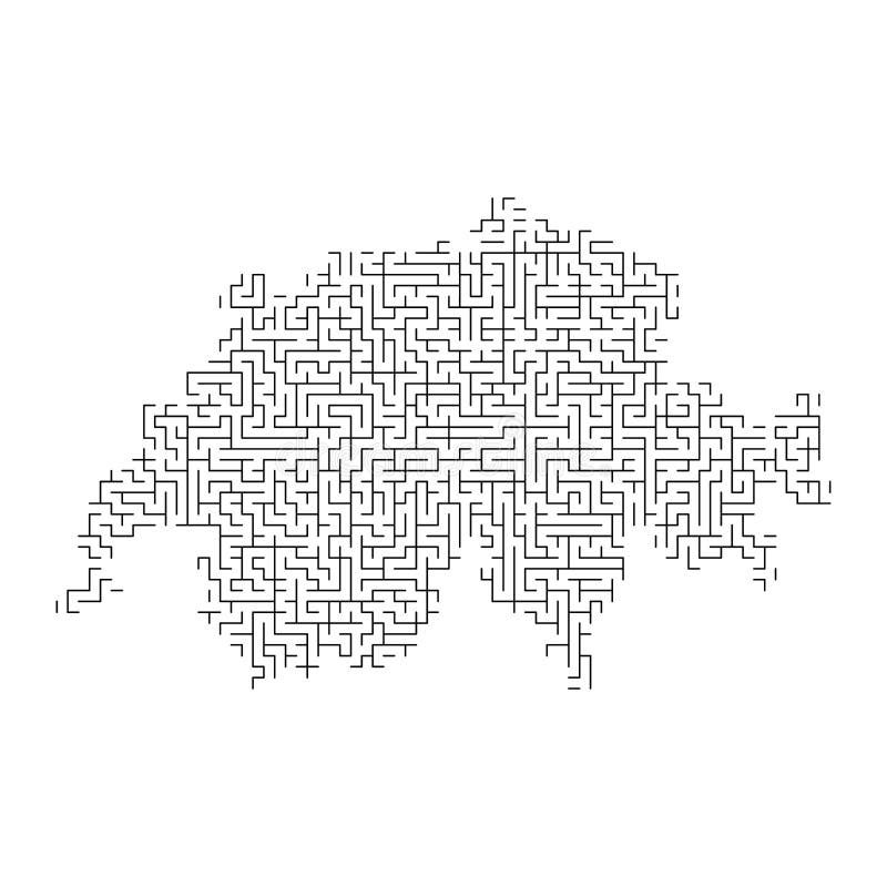 Switzerland Map from Black Pattern of the Maze Grid. Vector ...