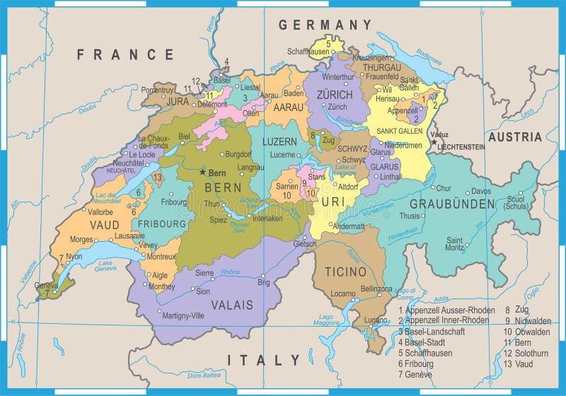 Switzerland Map - Vector Illustration Stock Illustration - Illustration ...