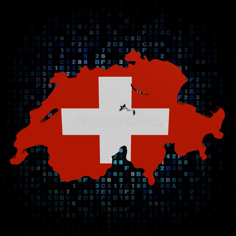 Switzerland Map Flag on Hex Code Illustration Stock Illustration ...