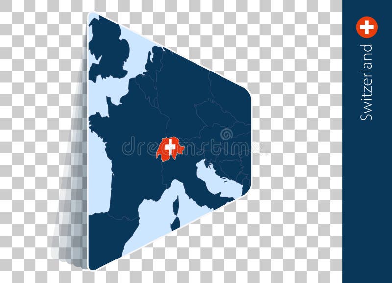 Switzerland Map and Flag on Transparent Background Stock Vector ...