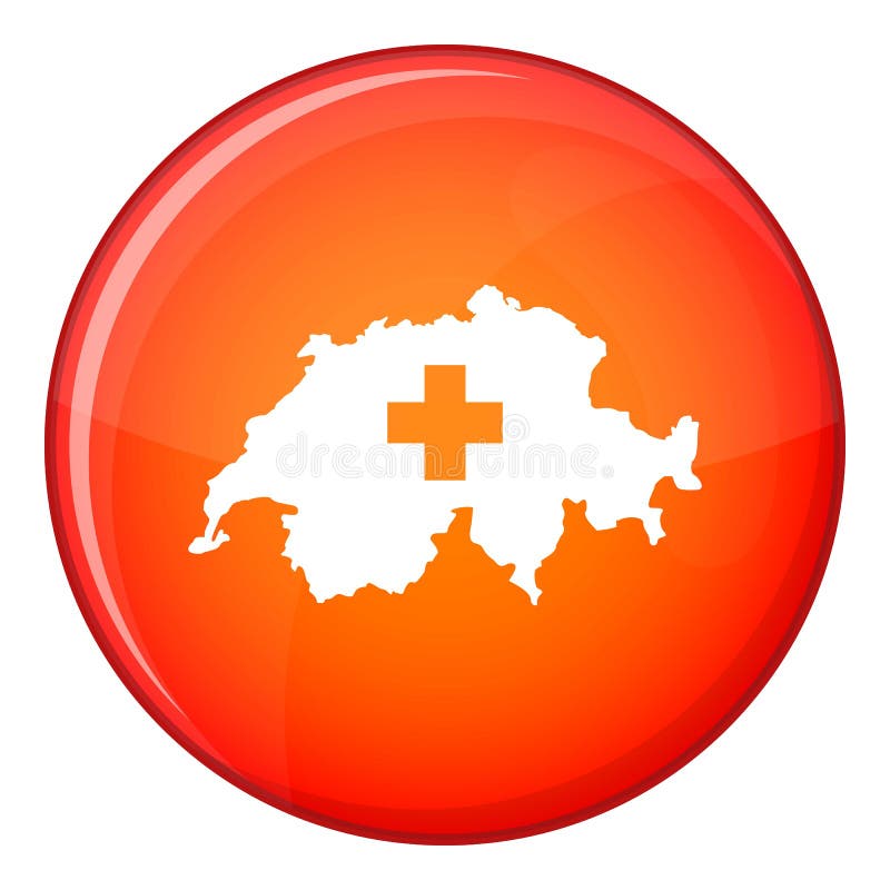 Switzerland Map Icon, Flat Style Stock Vector - Illustration of country ...