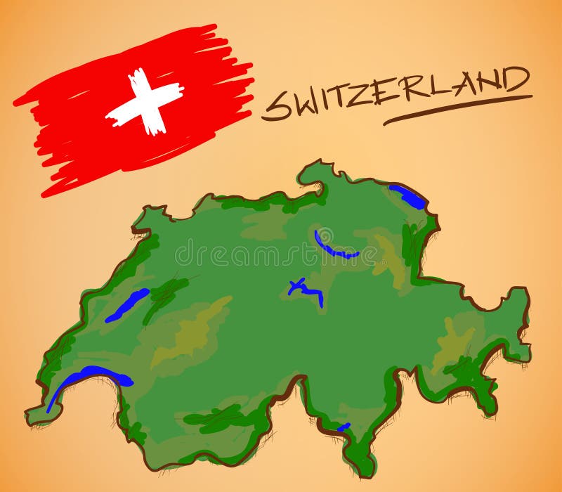 Switzerland Map and National Flag Vector Stock Vector - Illustration of ...
