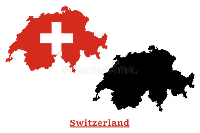 Switzerland National Flag Map Design, Switzerland Country Flag Inside ...